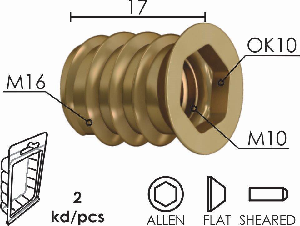 Navrtka tauzer TA1 Zn M10/fi16/L17mm (2kom) XPD - građevinski okovi i ...